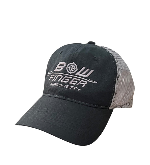 BOWFINGER FITTED BLACK AND SILVER HAT - Bowfinger Archery Inc